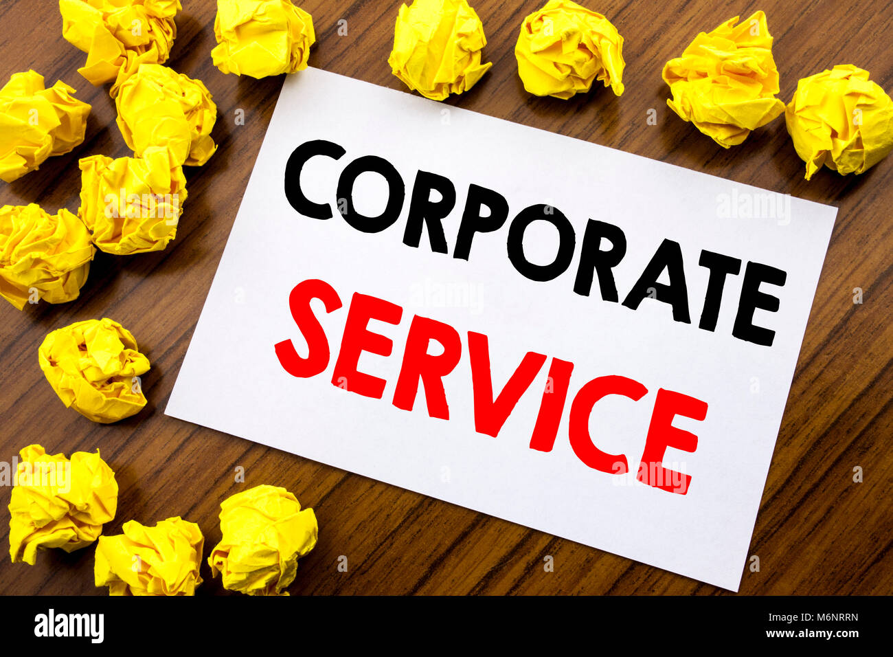 Handwritten text showing word Corporate Service. Business concept ...