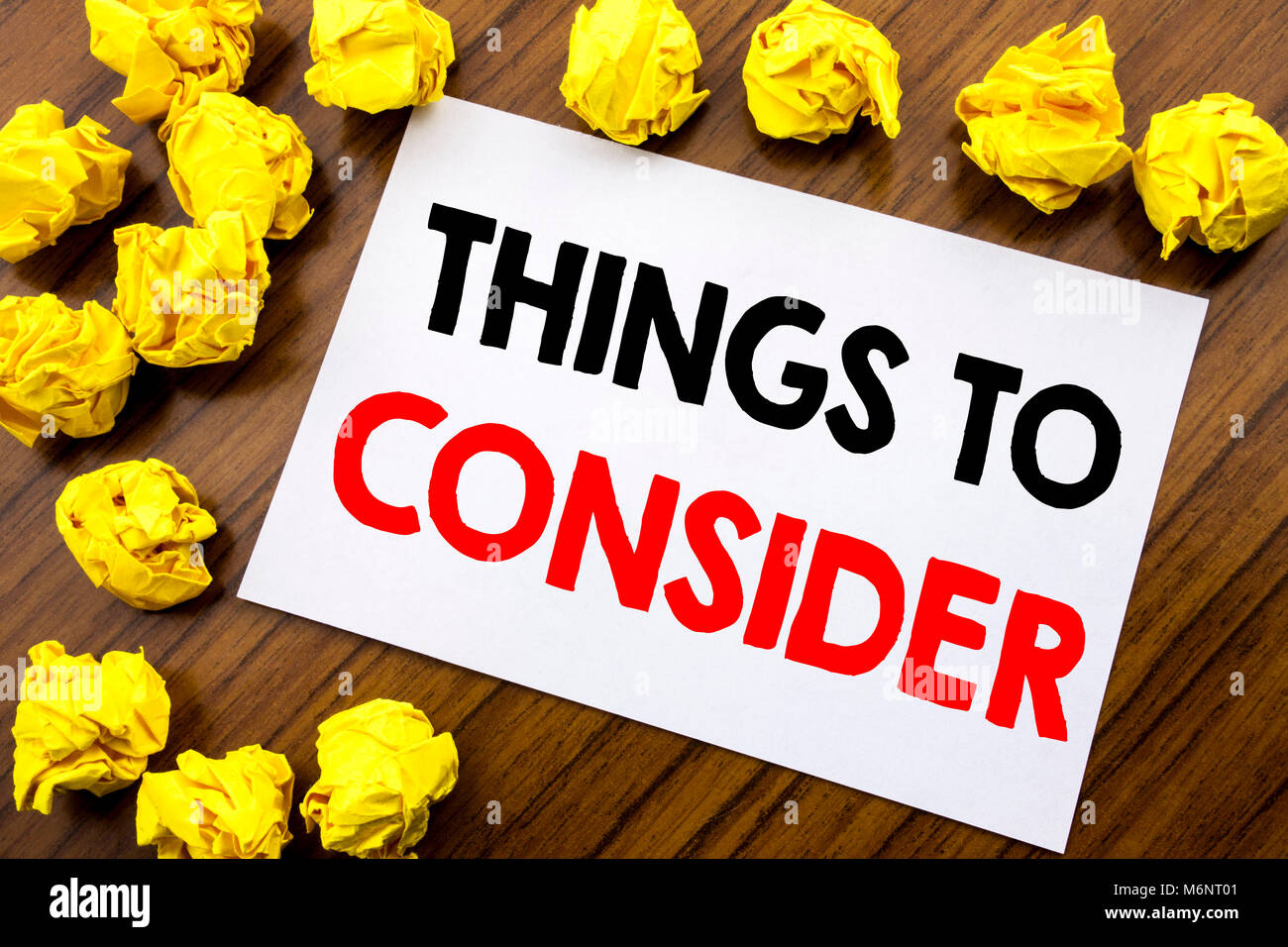 Handwritten text showing word Things To Consider. Business concept ...