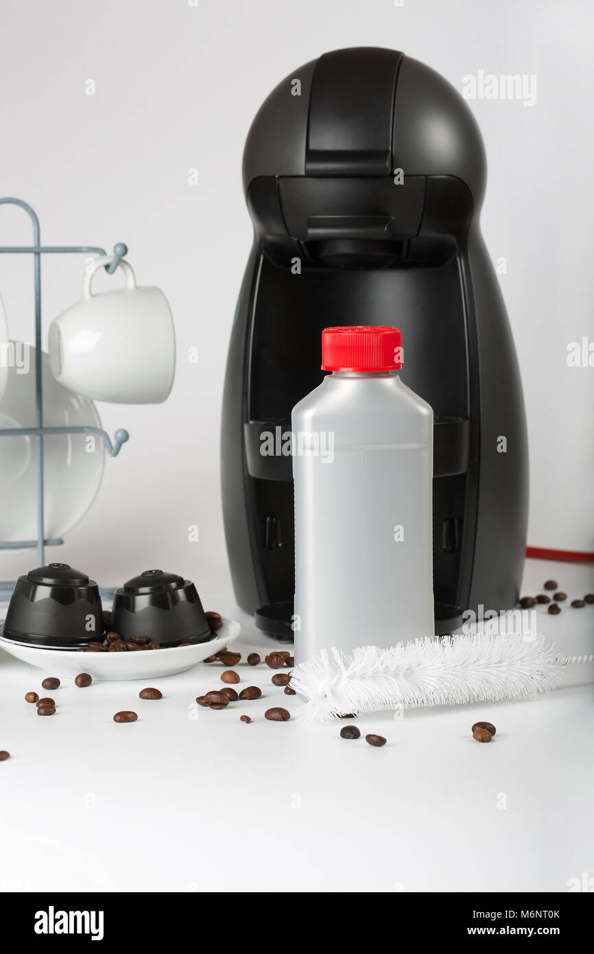 Coffee machine liquid limescale remover. Coffee capsules and coffee ...