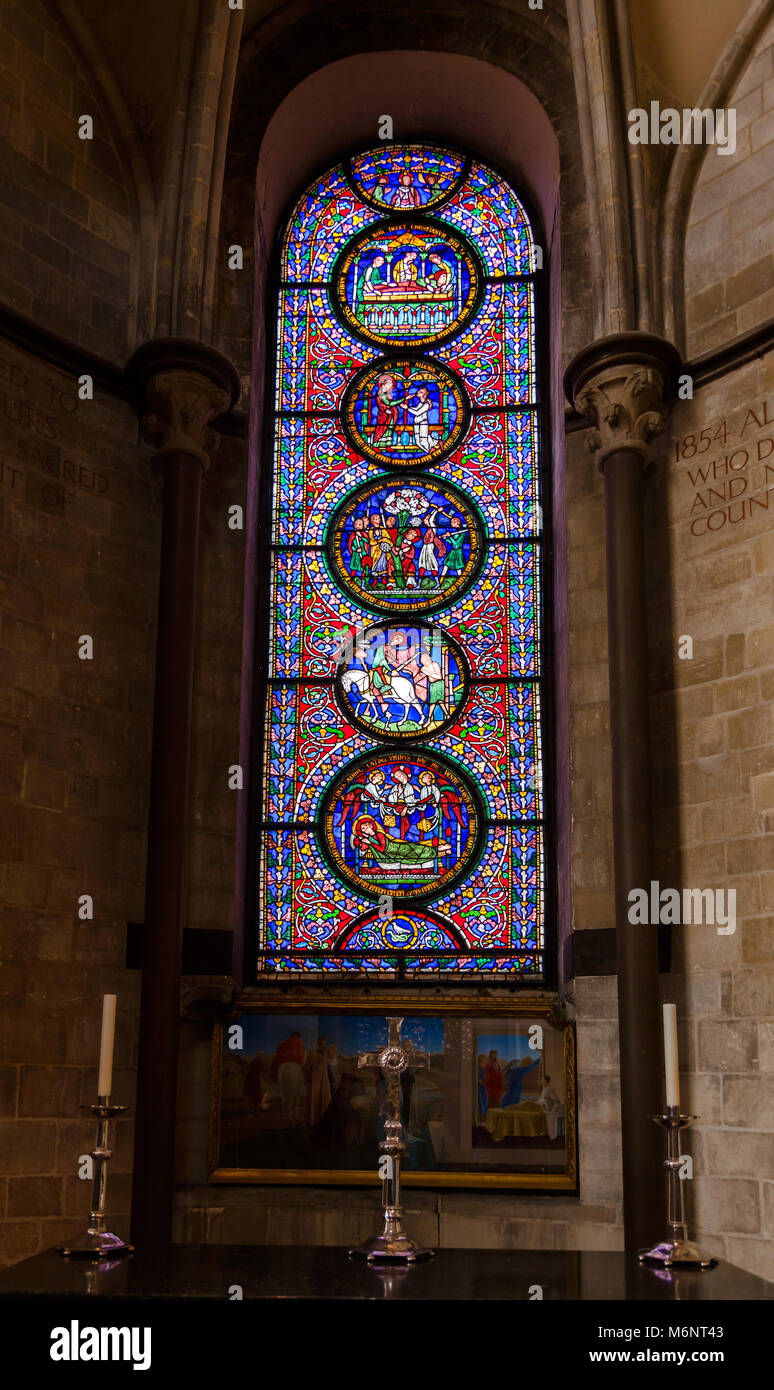 CANTERBURY, UK - JUN 1, 2013: Stained glass window of Canterbury ...