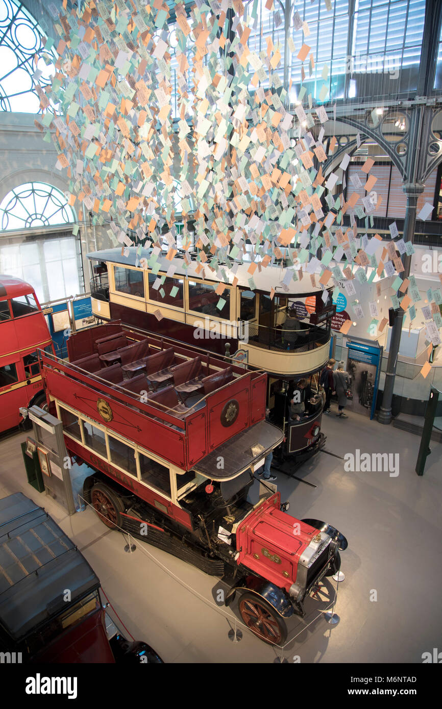 Interior view of early buses including the Routemaster at London ...