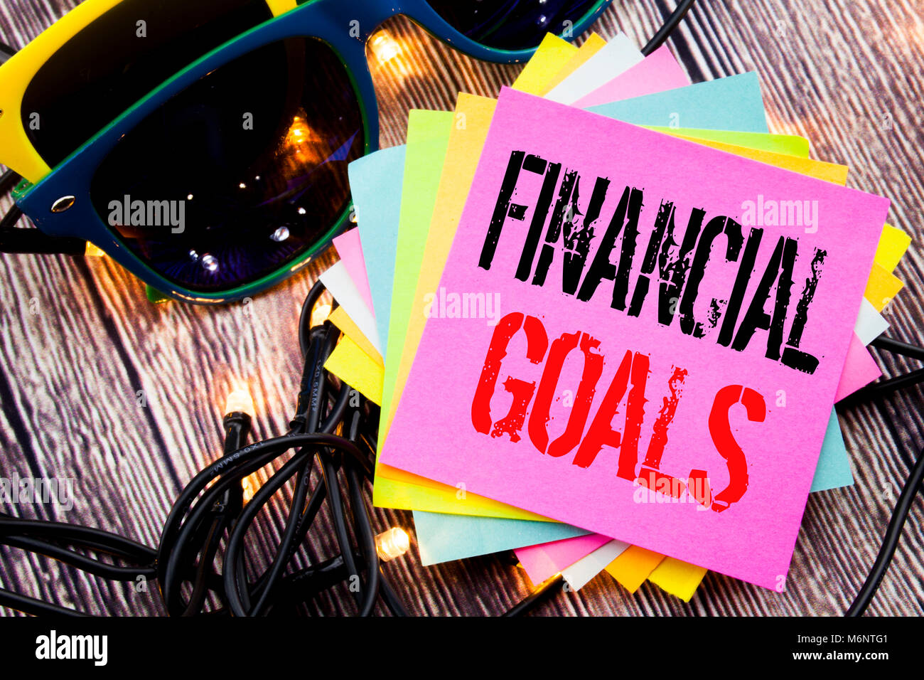 Word, writing Financial Goals. Business concept for Income Money Plan ...