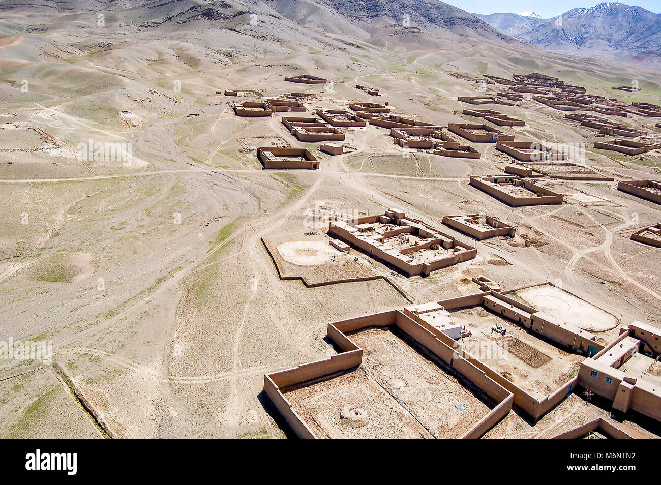 Aerial photo of a small village between Kabul and Ghazni in Afghanistan ...