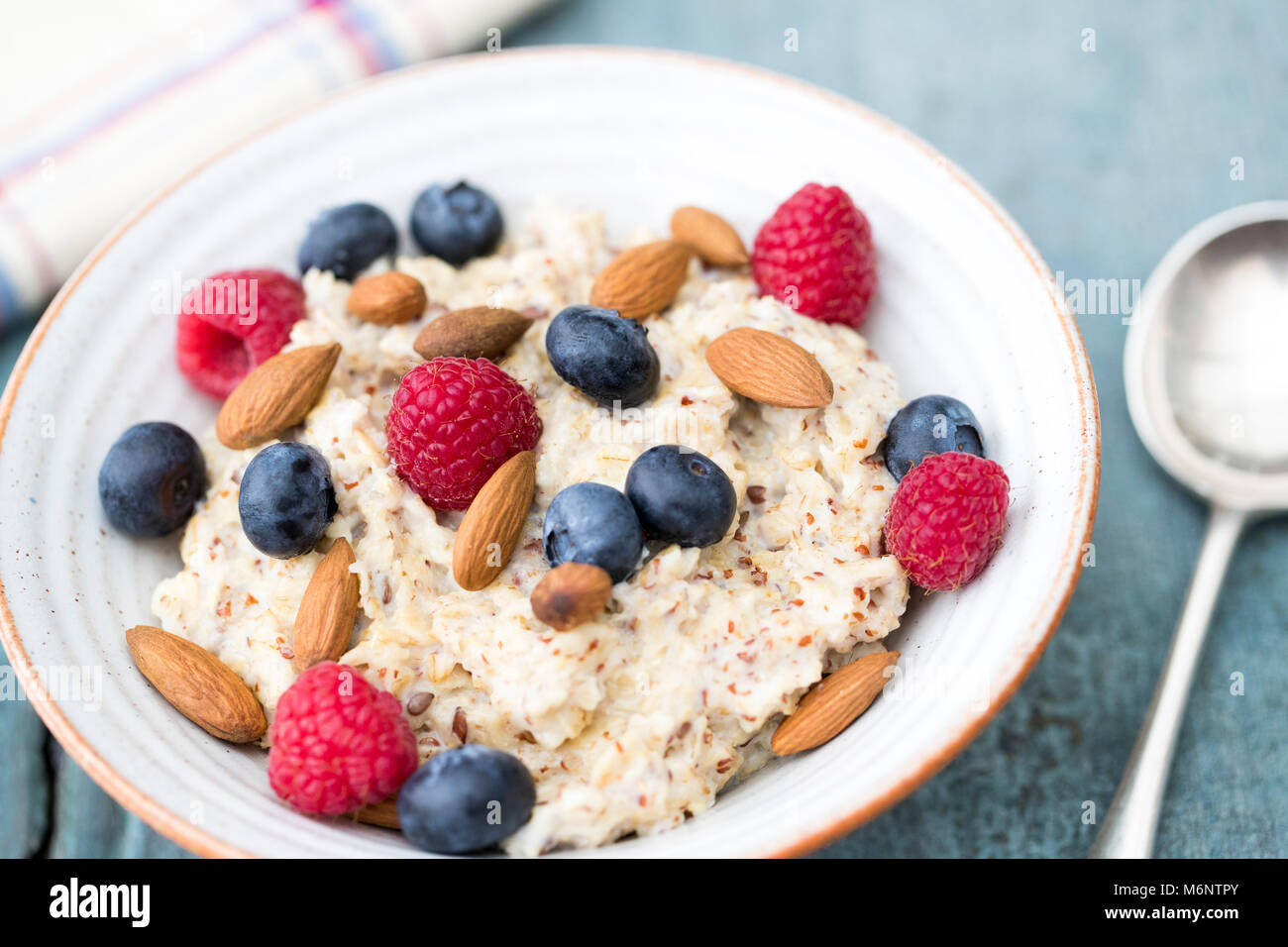 Bowl Of Porridge with Fruit And Nuts For Healthy Breakfast Stock Photo ...