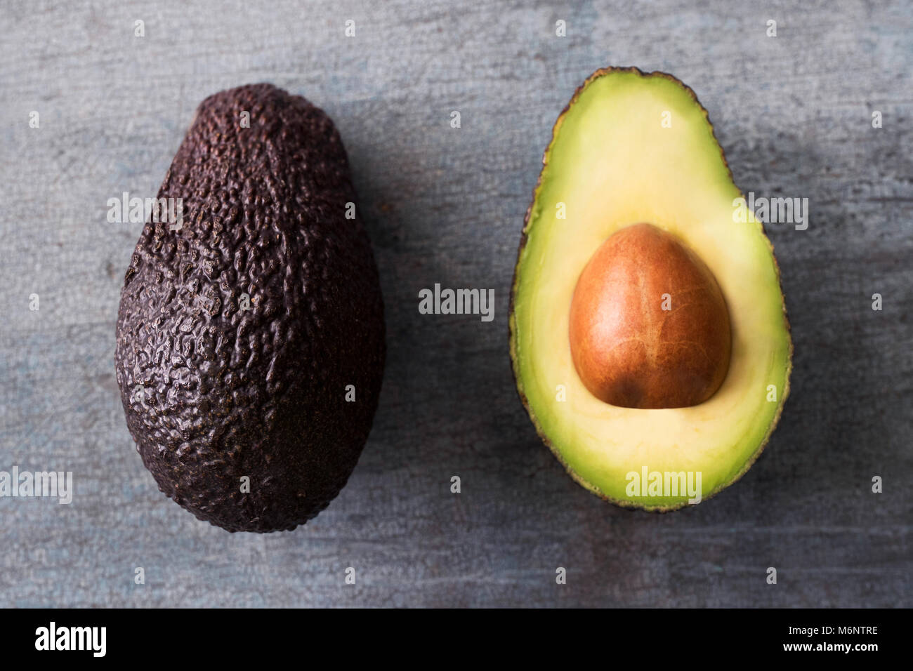 Overhead Shot Of Halved Avocado Stock Photo - Alamy