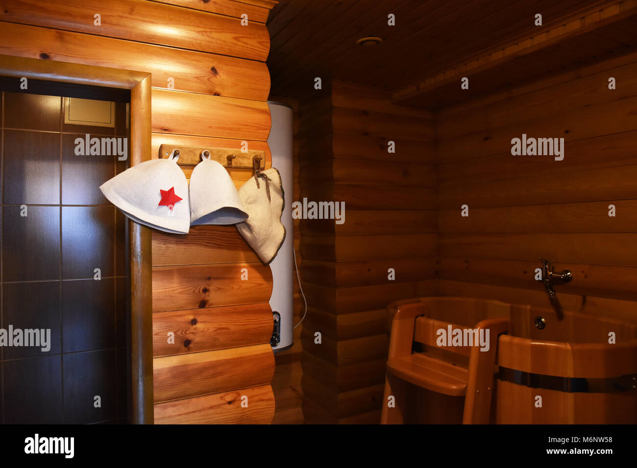 Russian traditional wooden bath - banya Stock Photo - Alamy