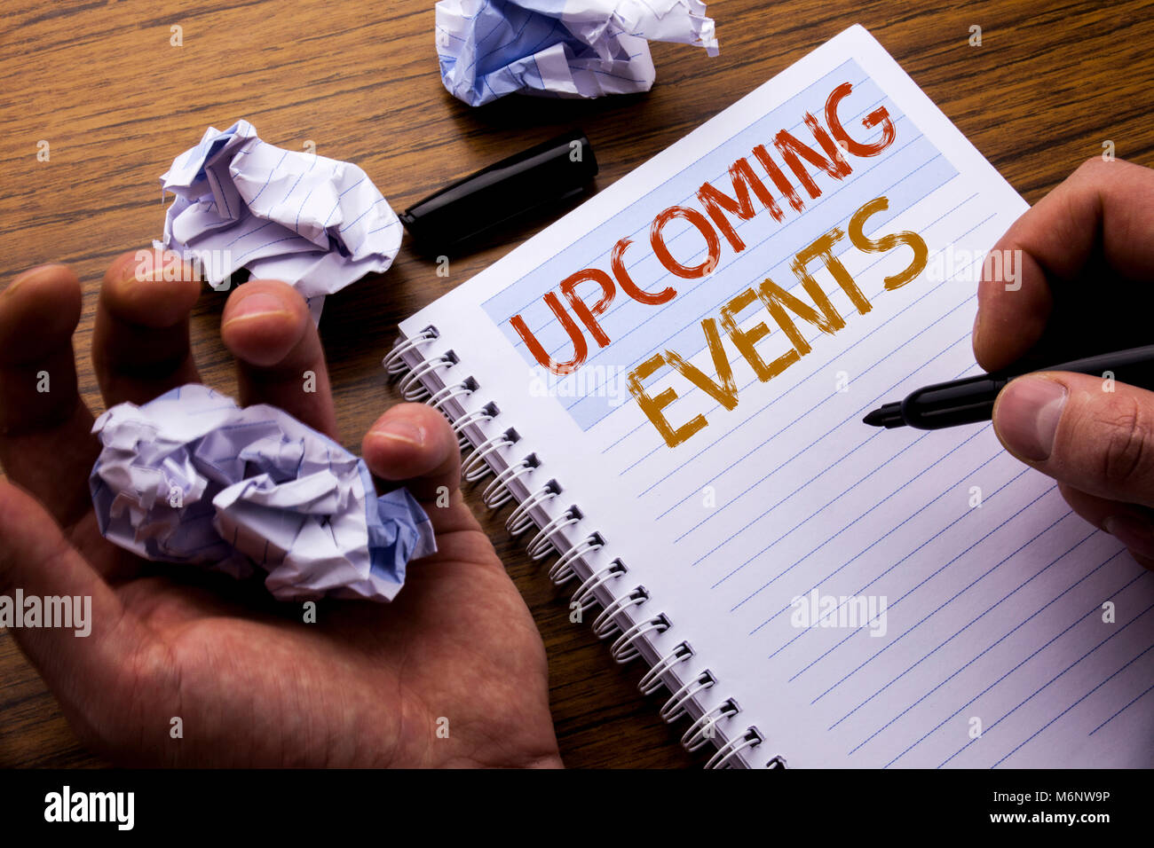 Word, writing Upcoming Events. Concept for Appointment Agenda List ...