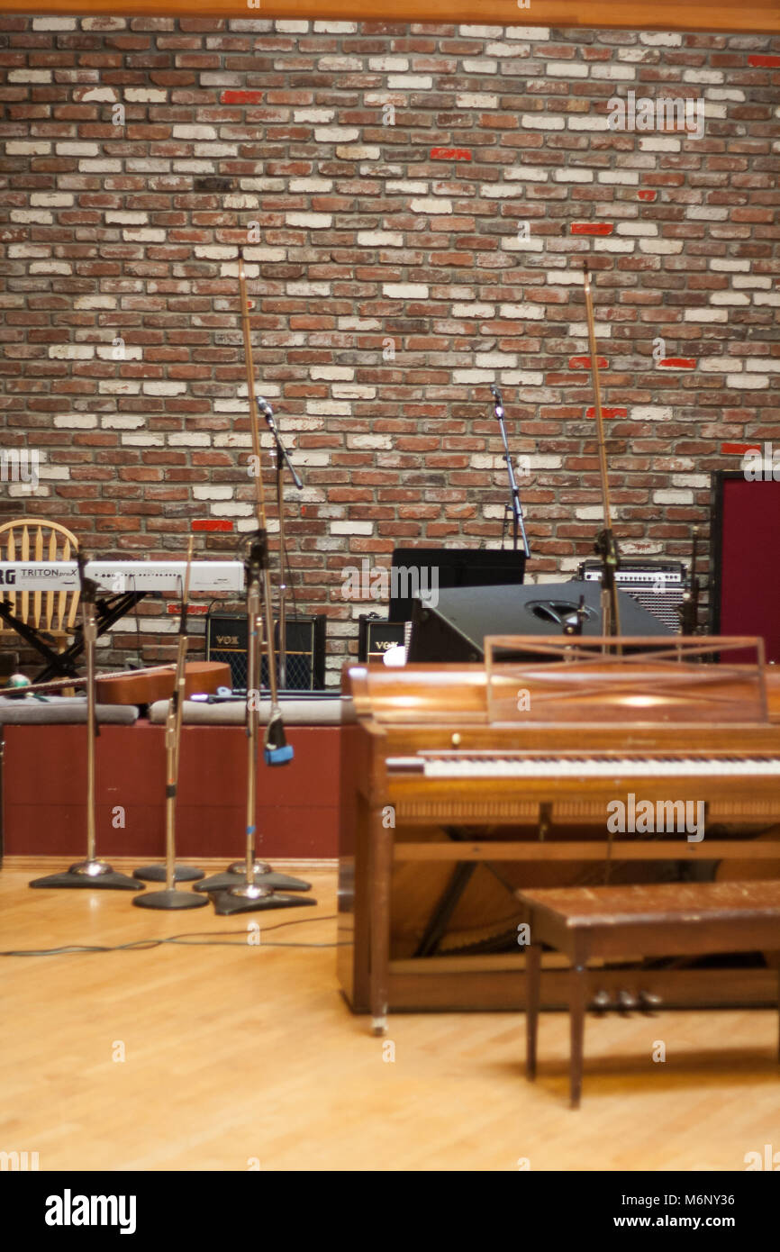 Piano in recording studio Stock Photo - Alamy