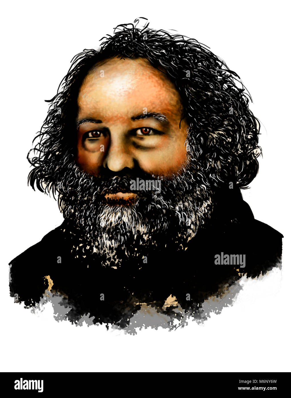 Drawing of Mikhail Bakunin. (1814 –1876) He was a Russian revolutionary ...