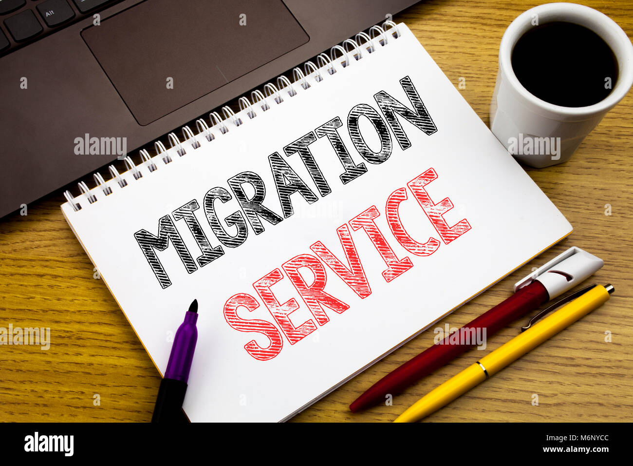 Writing text showing Migration Service. Business concept for Online ...