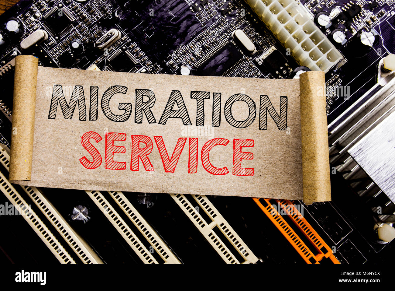 Writing text showing Migration Service. Business concept for Online ...