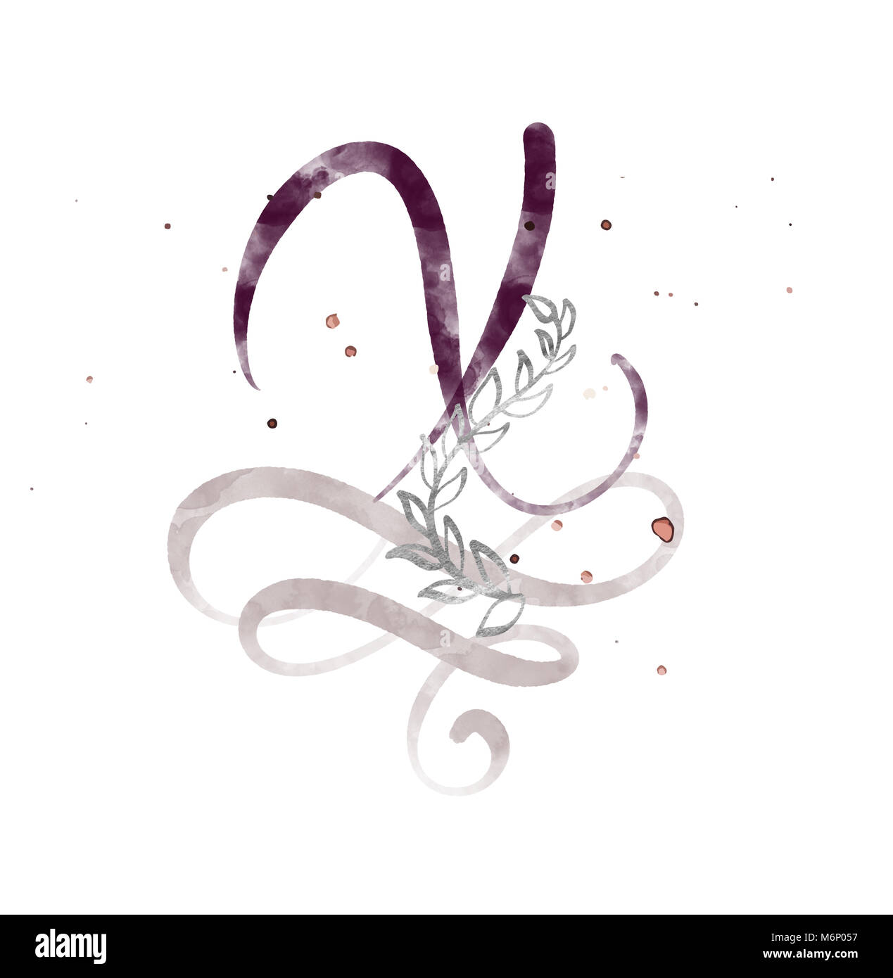 Hand drawn calligraphy letter X. watercolor Script font. Isolated letters written with ink ...