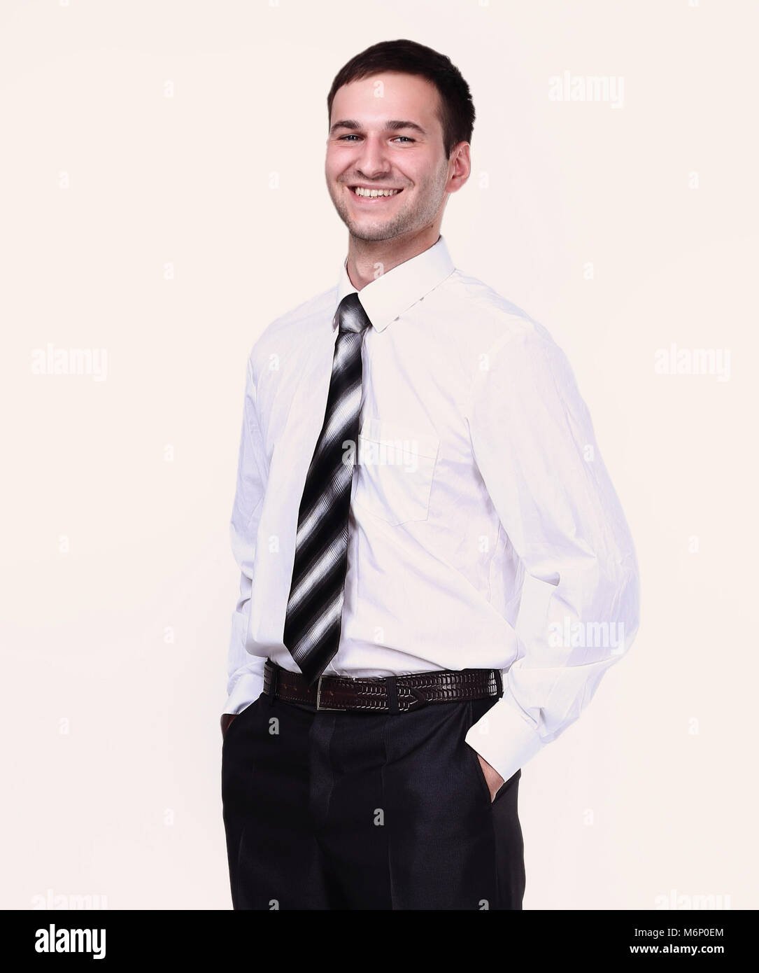 in full growth.portrait of a smiling businessman Stock Photo - Alamy