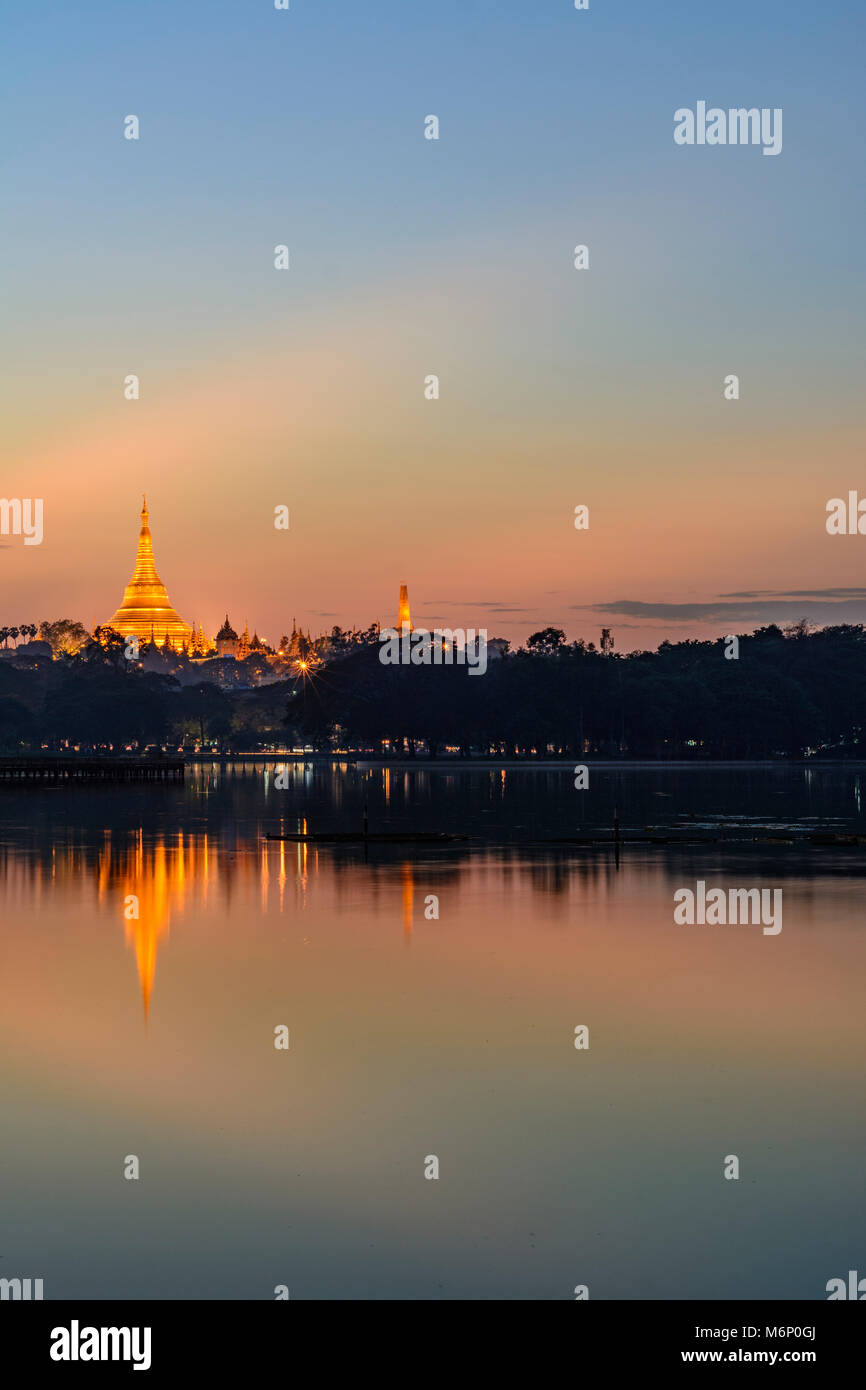 Yangon (Rangoon): Shwedagon Pagoda, Kandawgyi lake, , Yangon Region ...
