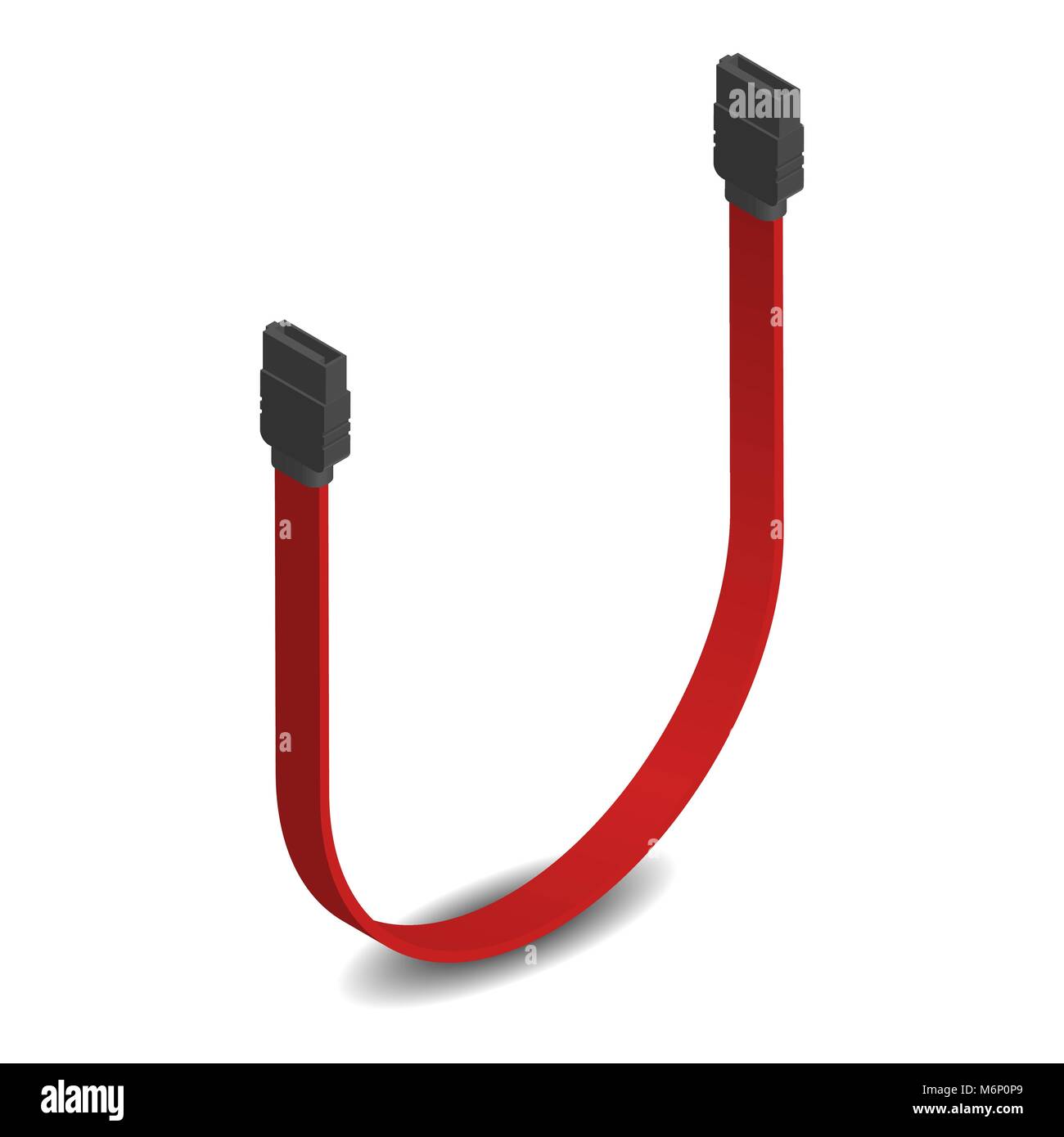 SATA connector with red cable. Element for the design of digital ...