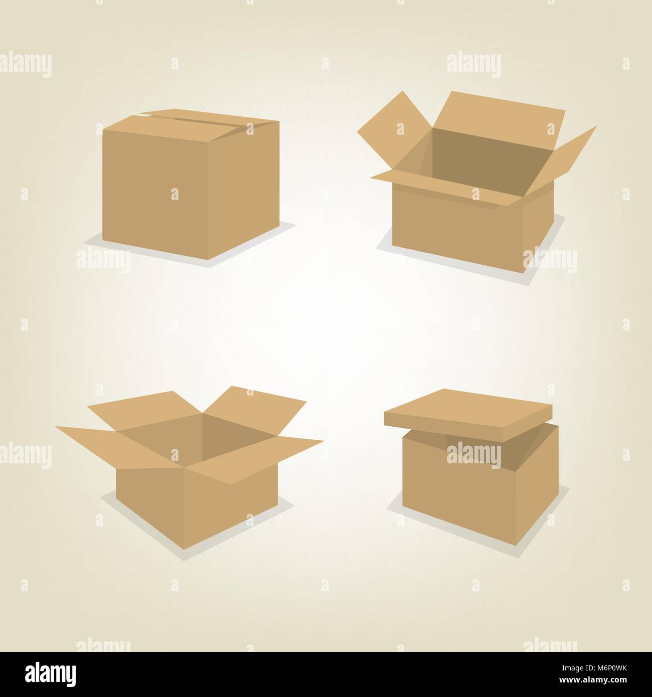 Set of cardboard box icons isolated on white background. Flat style ...