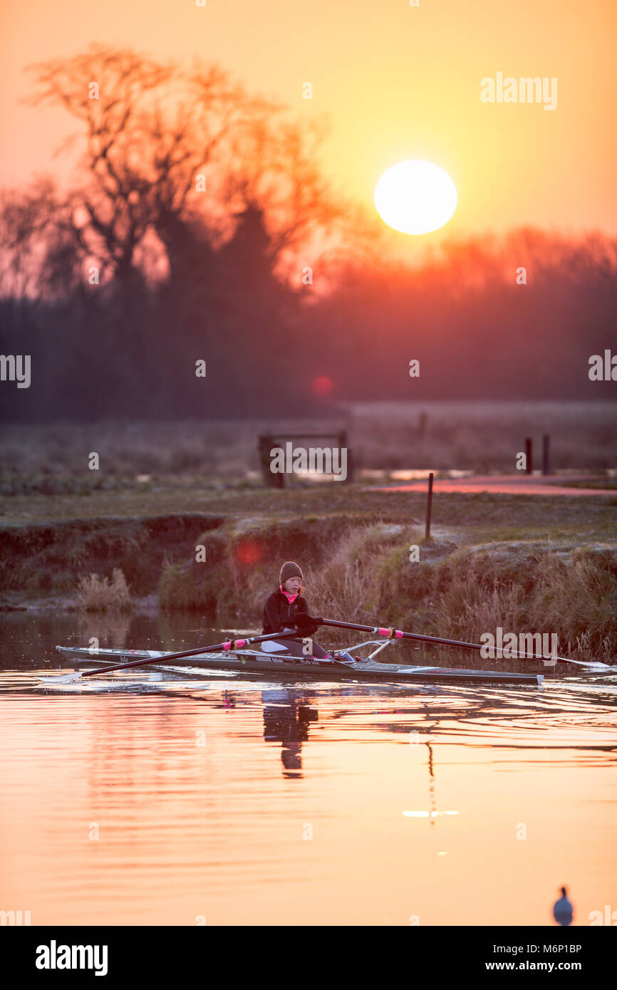 Rowers out on the River Cam in Cambridge at sunrise on Saturday morning ...