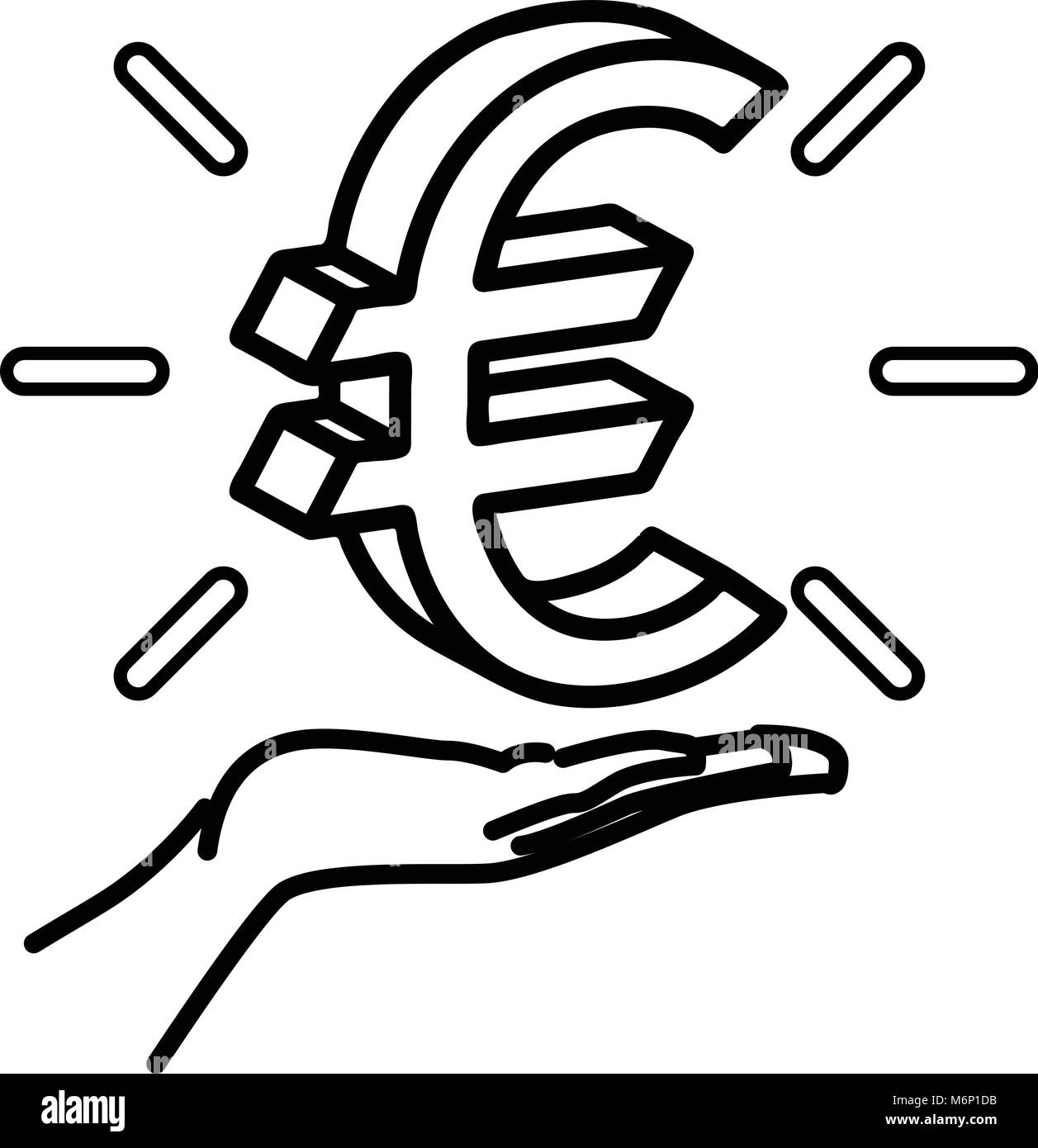 Euro Currency Symbol Icon with Human Hand Illustration as EPS 10 File ...