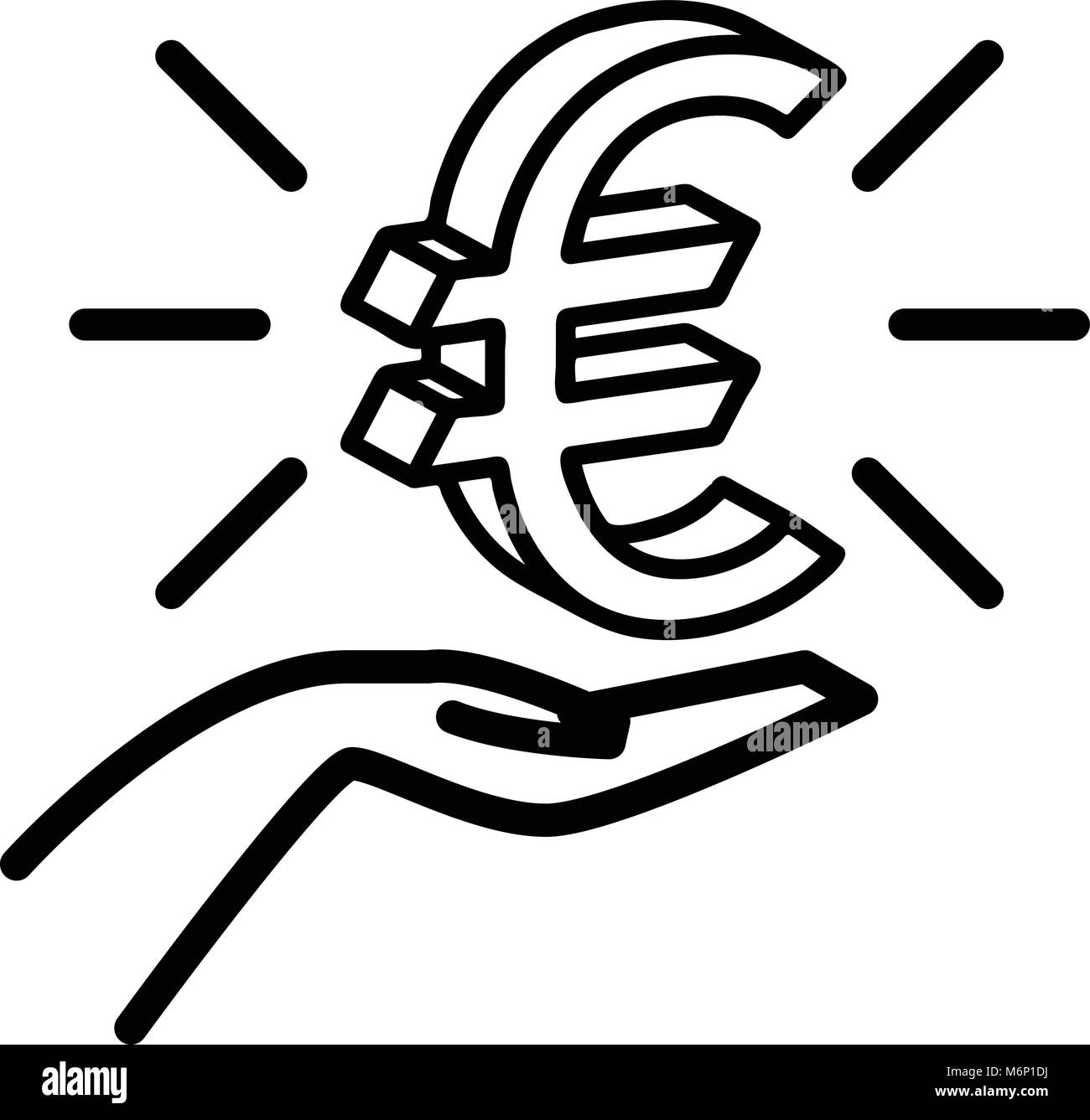 Euro Currency Symbol Icon with Human Hand Illustration as EPS 10 File ...