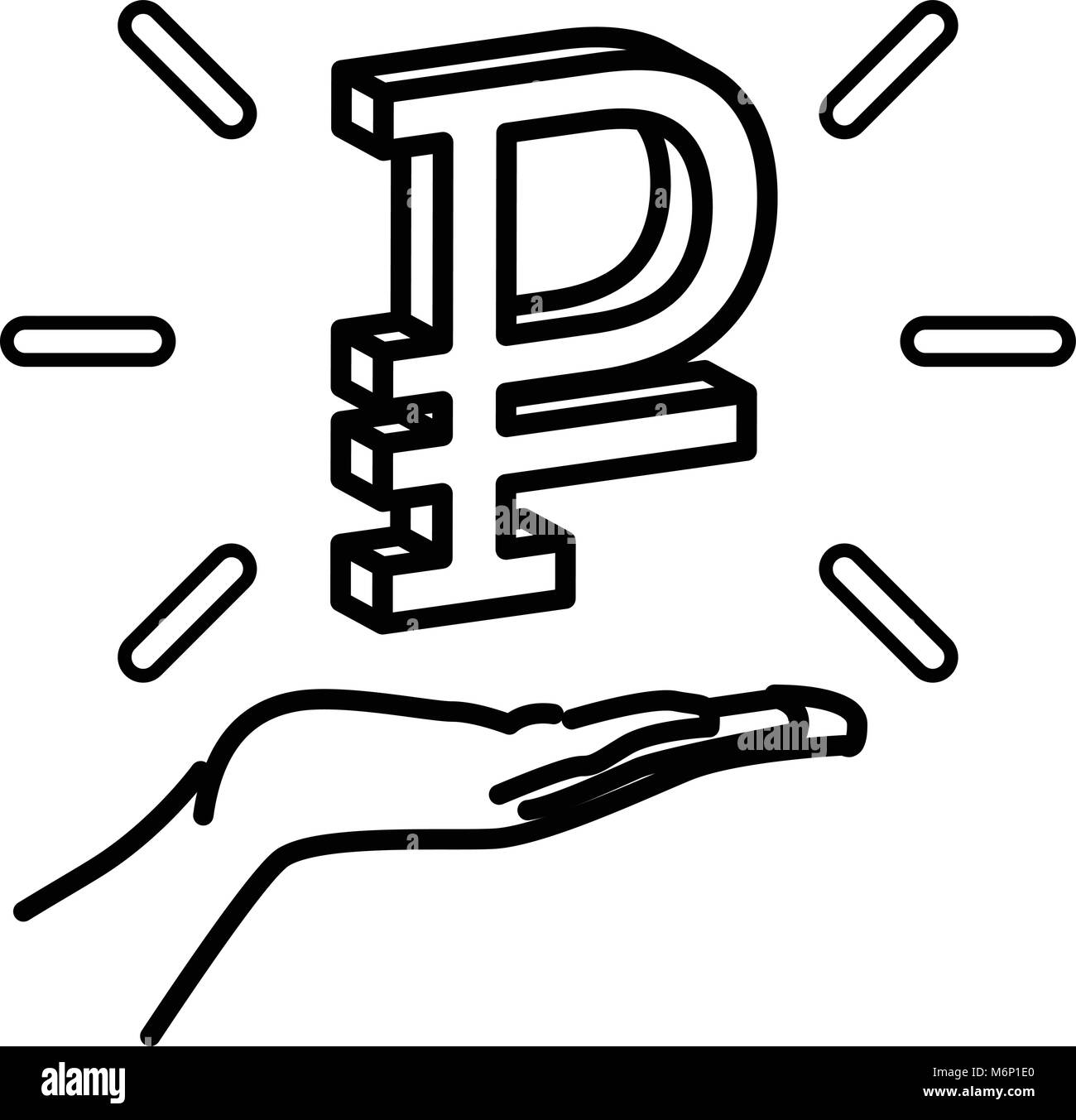 Ruble Currency Symbol with Human Hand Icon Illustration as EPS 10 File ...