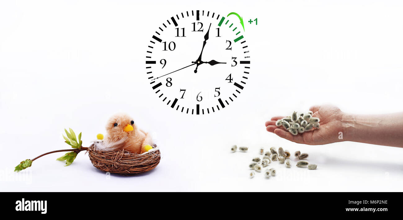 Daylight Saving Time. DST. Wall Clock going to winter time. Turn time ...