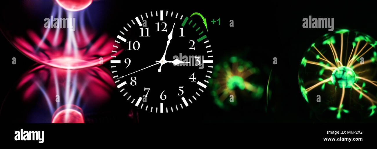 Daylight Saving Time. DST. Wall Clock going to winter time. Turn time ...