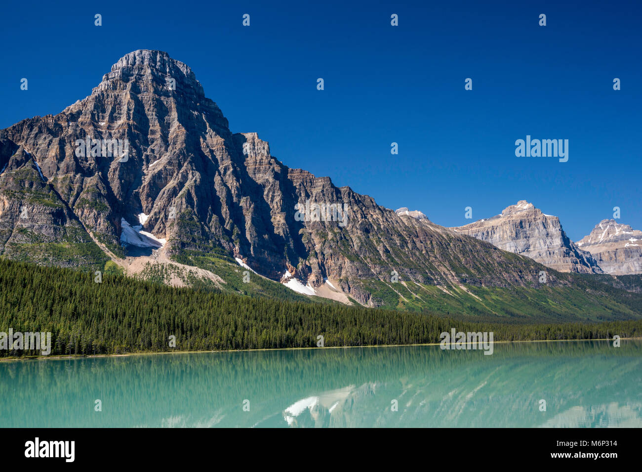 Mount Chephren in Waputik Mountains over Lower Waterfowl Lake, from The ...