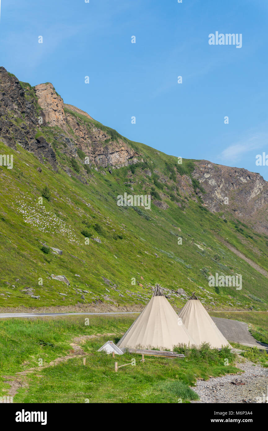 Lavvu, the traditional home of the Sami, northern Norway Stock Photo ...