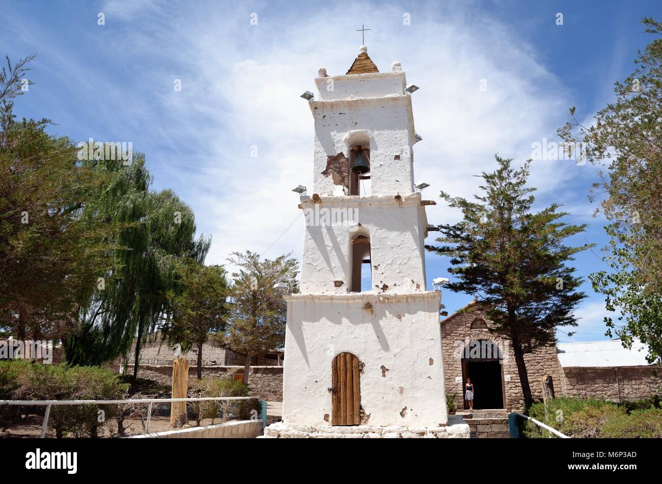 Bell tower of San lucas in the village of toconao, atacama desert ...