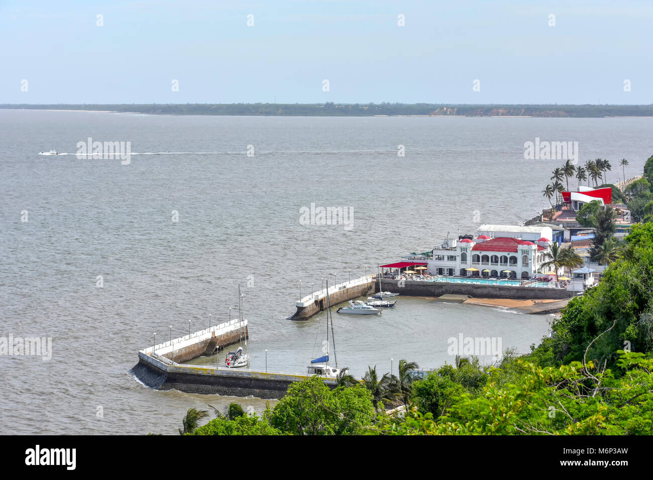 An elevated view of the harbor in Maputo the capital of Mozambique at ...