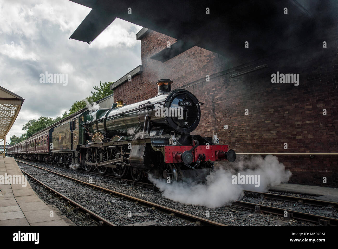Steam Train in Landscape Stock Photo - Alamy