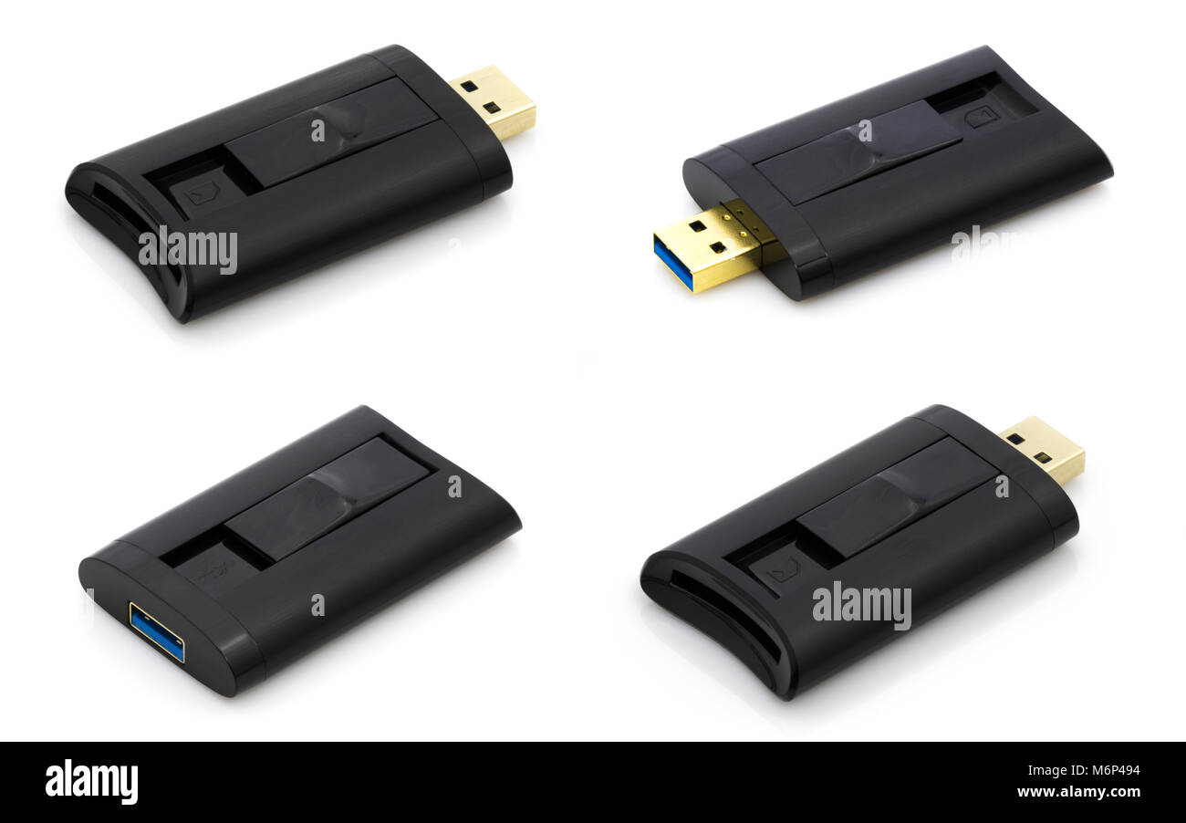 black card reader on white background Stock Photo - Alamy