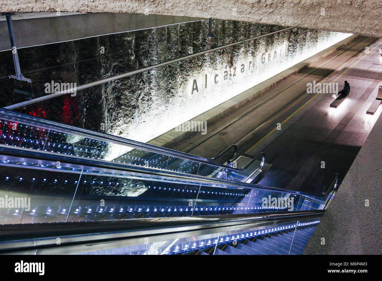Commuter in Alcazar Genil metro station. Granada, Andalusia, Spain ...