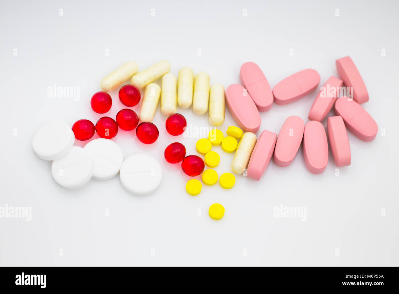 Colorful of medications on White Background Stock Photo - Alamy