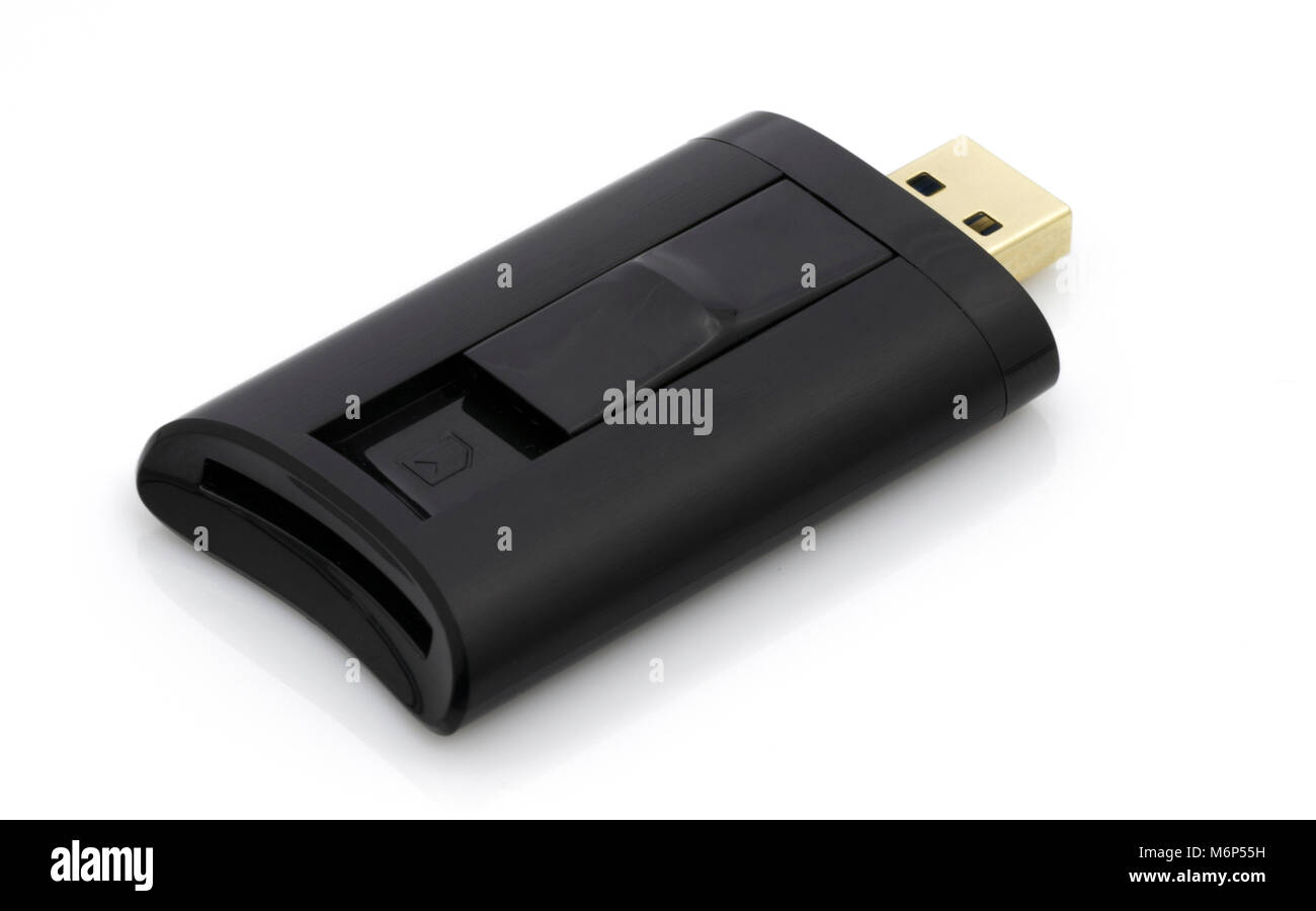 black card reader on white background Stock Photo - Alamy