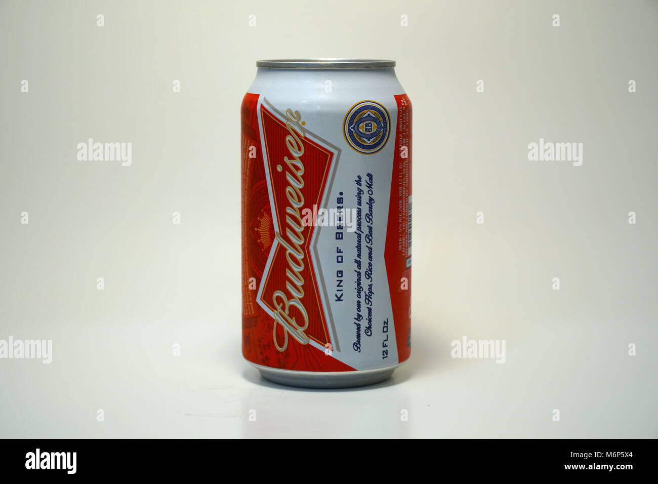 Budweiser beer can. American style pale lager alcoholic beverage ...