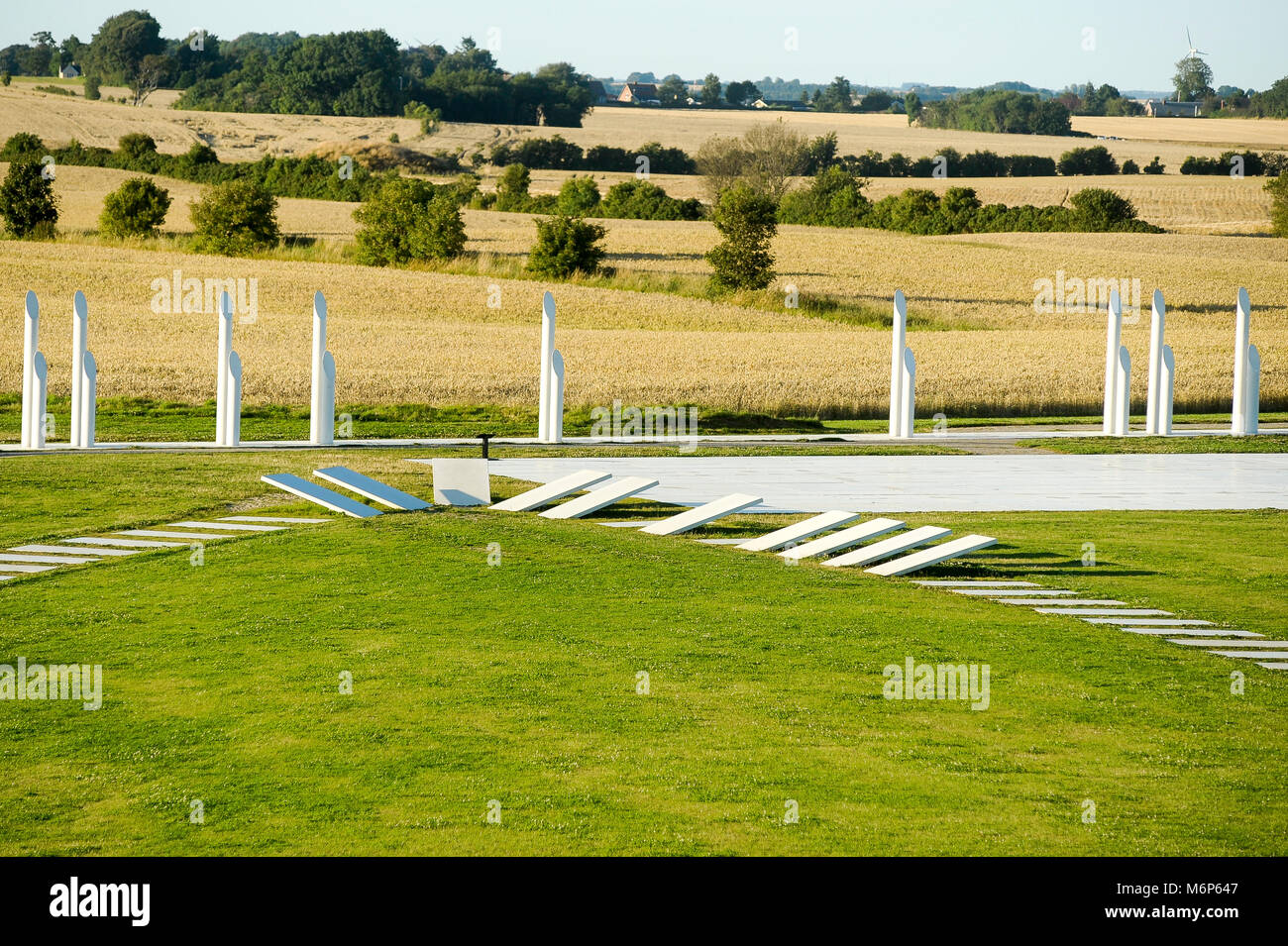 The royal seat of first kings of Denmark with large stone ship, two ...