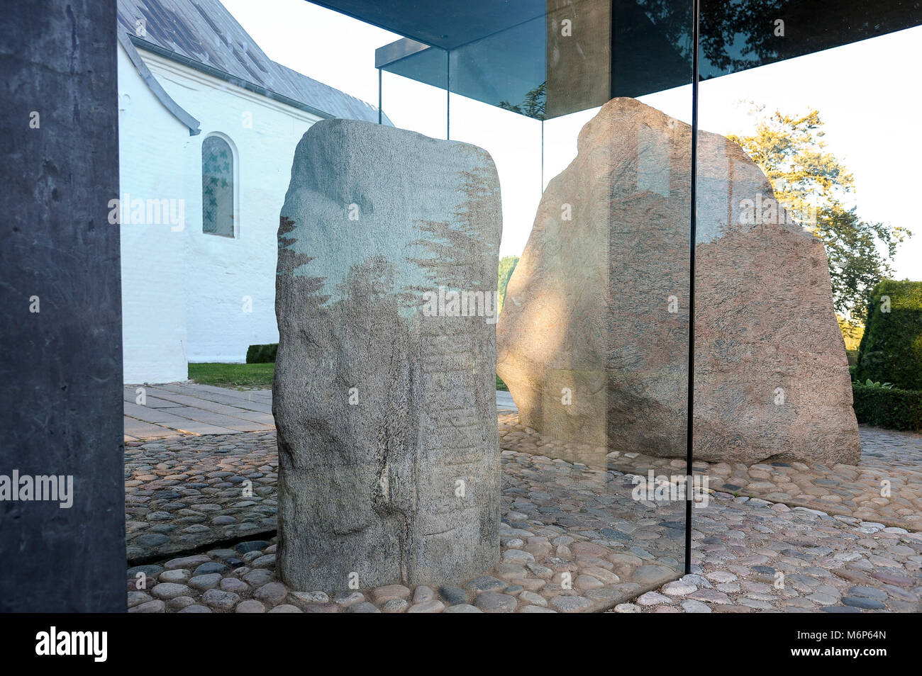 Massive carved runestones Jellingstenene (Jelling stones) from X ...
