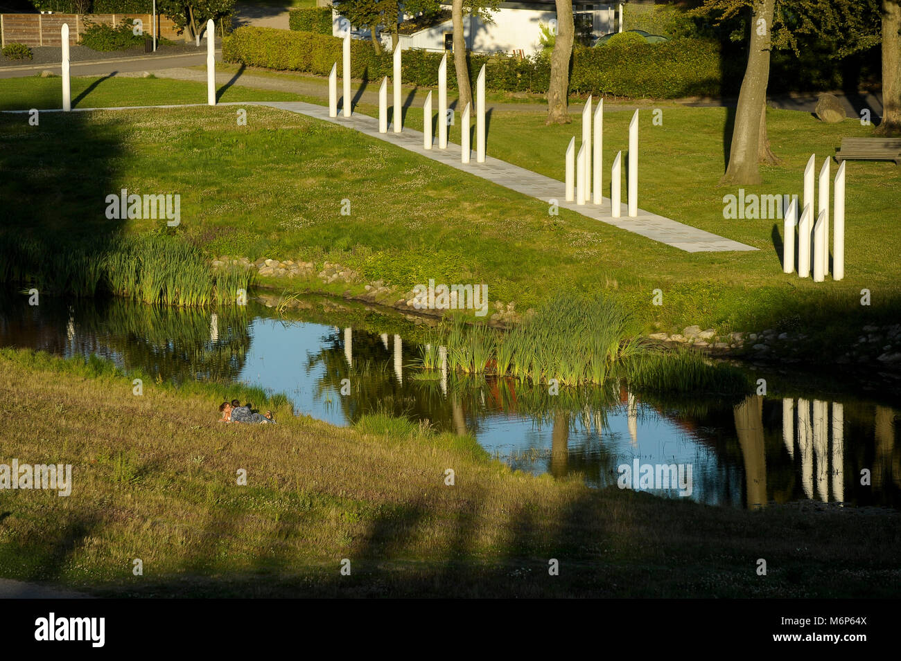 The royal seat of first kings of Denmark with large stone ship, two ...