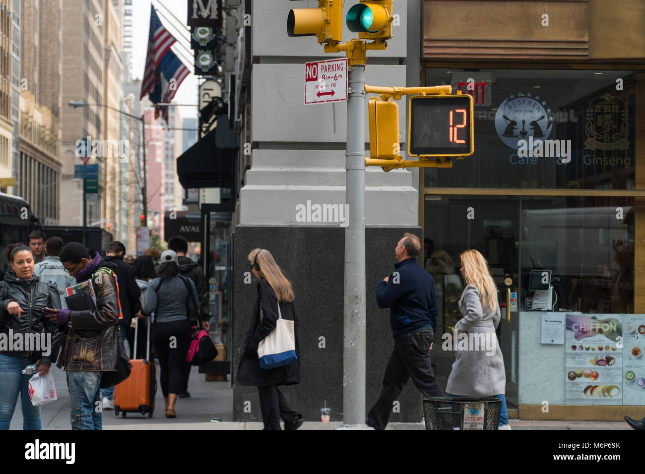 New York City - Circa 2017: NYC Crosswalk signal countdown to stop ...