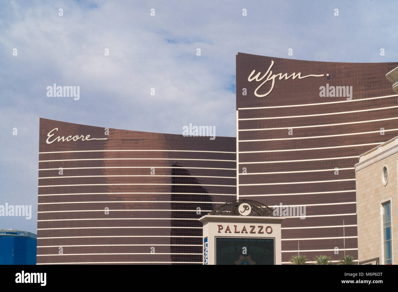 Las Vegas Nevada - Circa 2017: Encore and Wynn Hotel facade sign ...