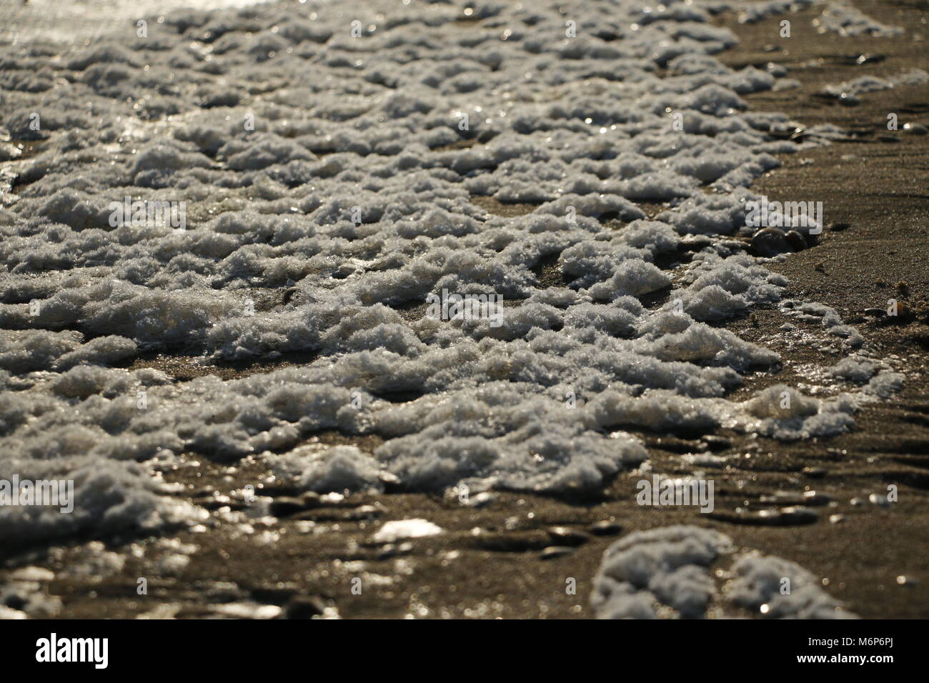 Frozen foam at the beach Stock Photo - Alamy