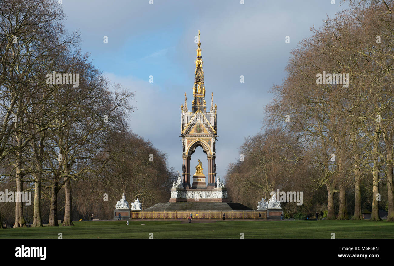 The Albert Memorial in Kensington Gardens, London. Victorian memorial designed by George Gilbert ...