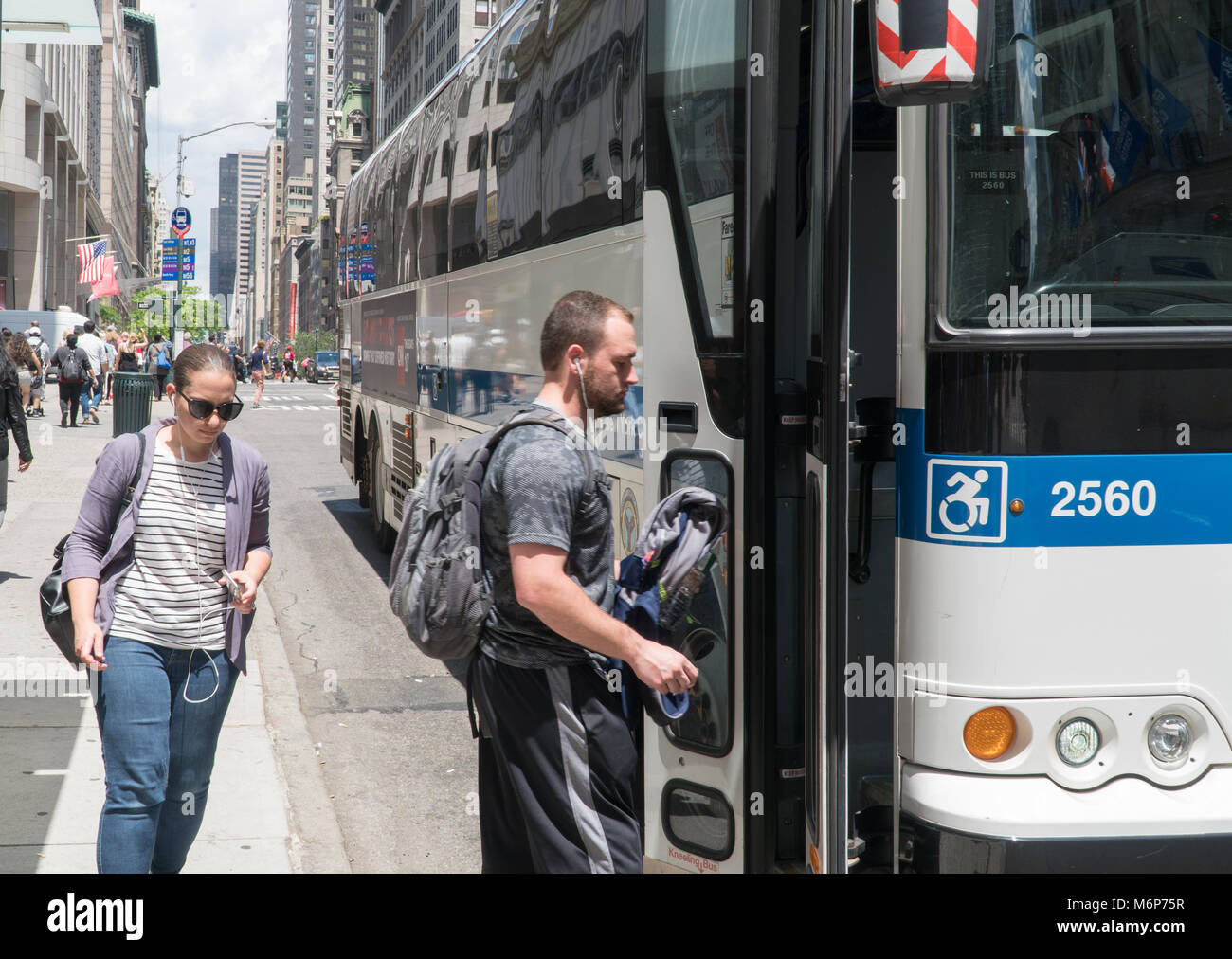 New York City, Circa 2017: People enter Manhattan MTA public ...