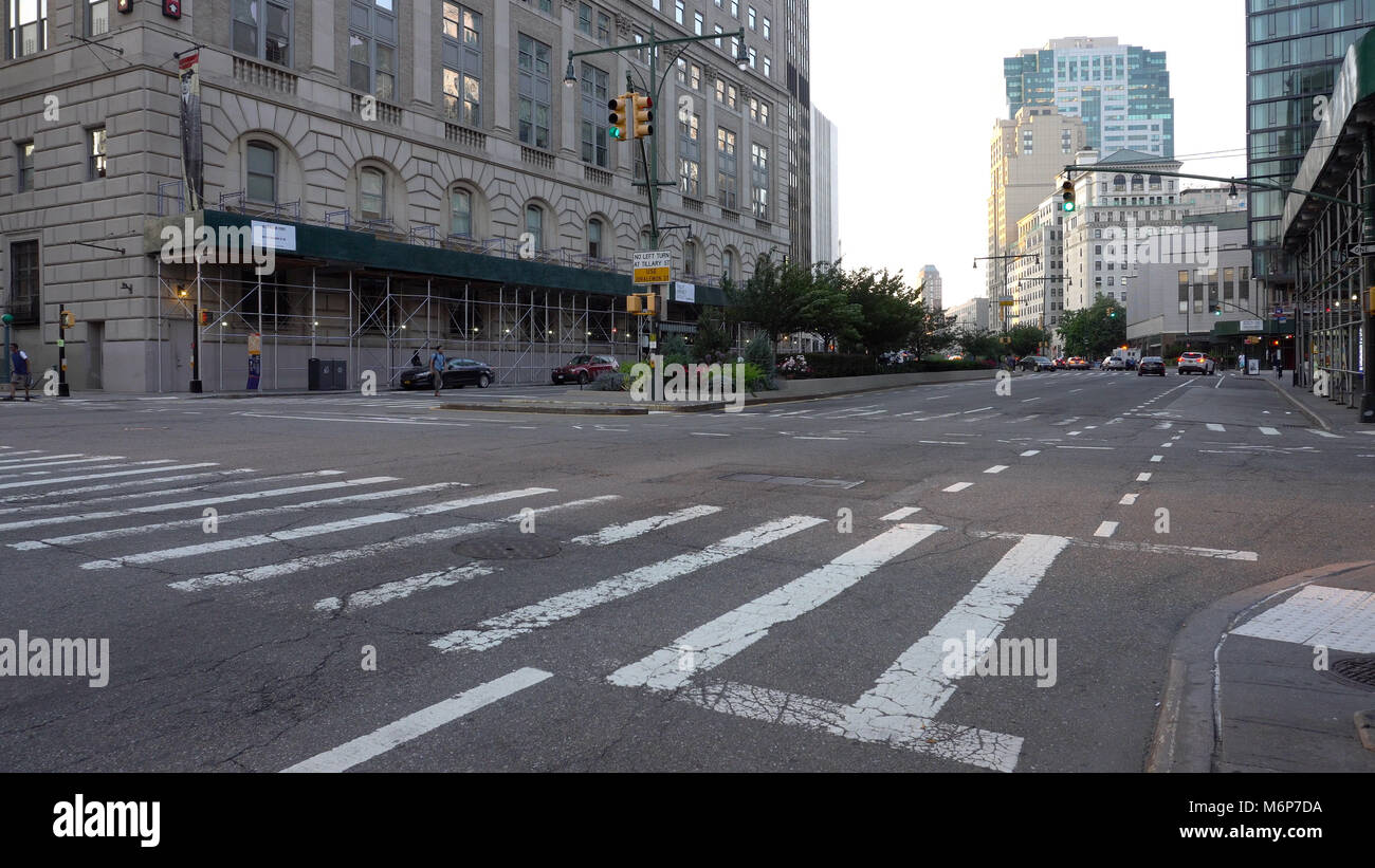 New York City, Circa 2017: Wide exterior establishing photo of downtown ...