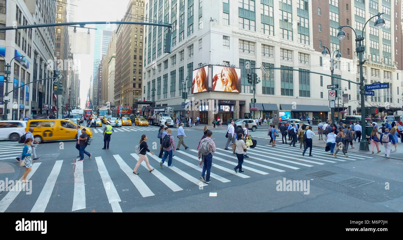 New York City, Circa 2017: Overhead view Manhattan intersection ...