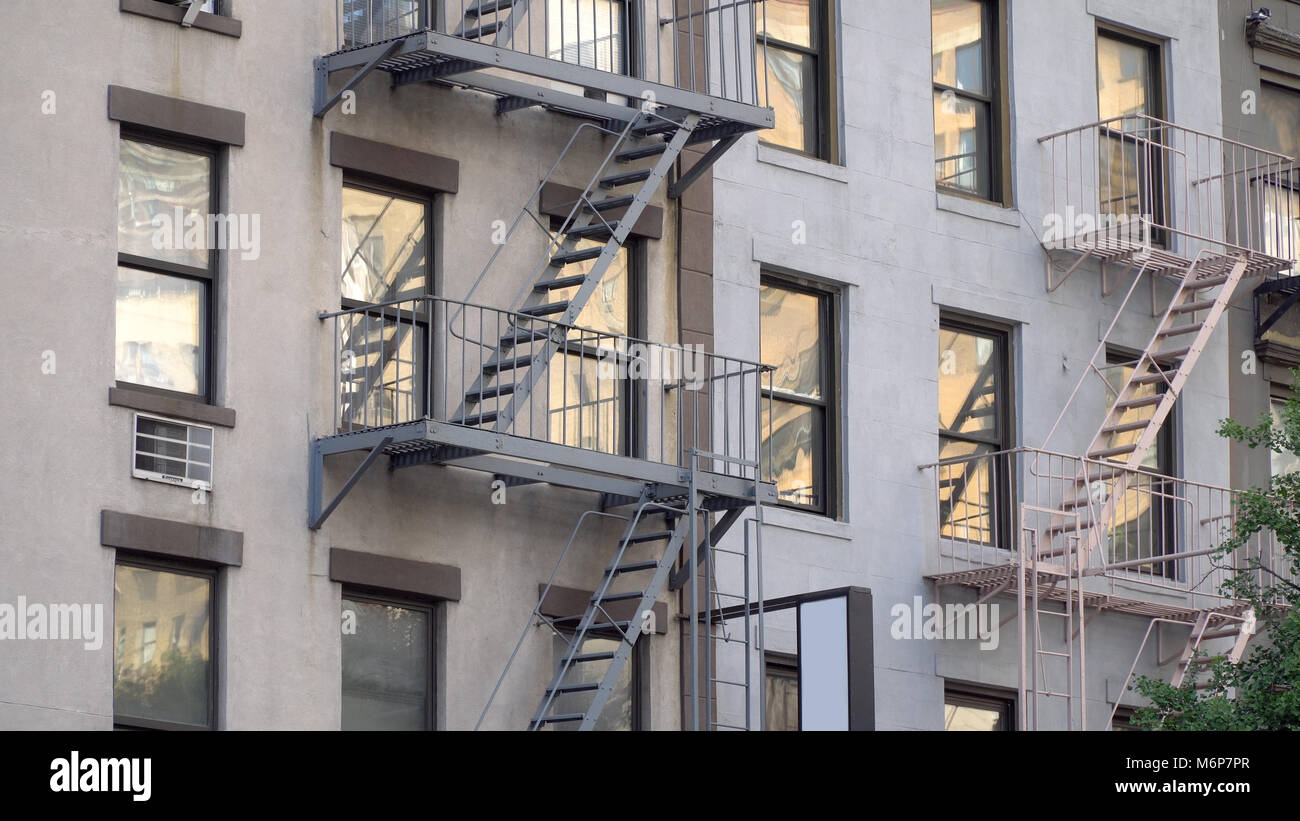 Generic apartment building fire escape exterior establishing photo ...