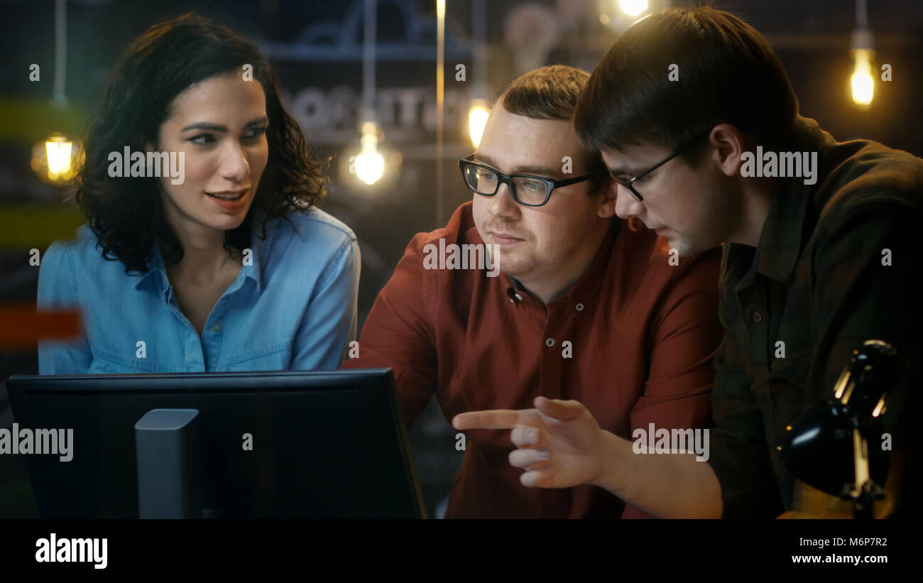 Three Office Employees Have Discussion about Ongoing Project, They ...