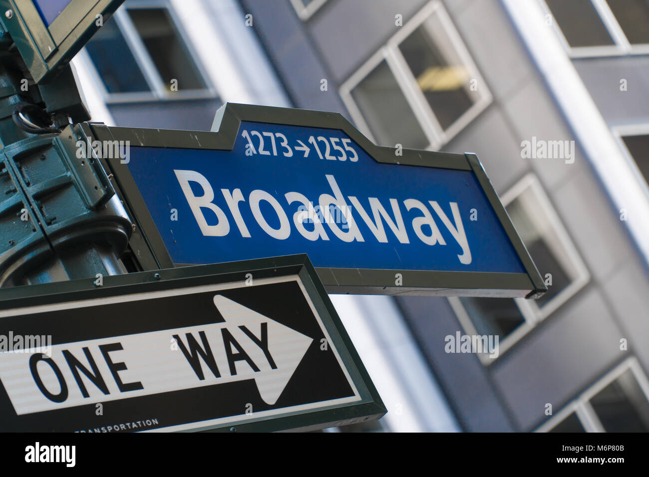 Broadway street sign in New York City, Manhattan. Famous avenue and one ...