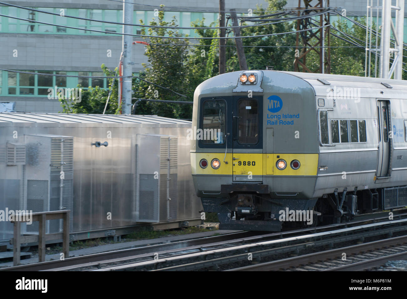 New York City, Circa 2017: Long Island Railroad commuter train on ...